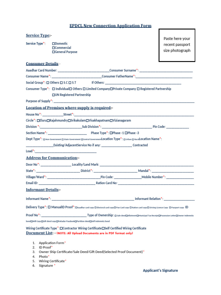 New Connection Application Form | PDF | Government And Personhood ...