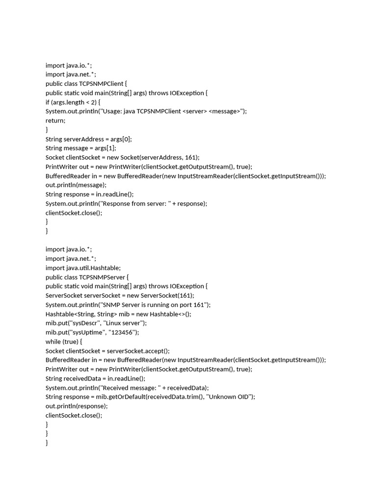 Java TCP SNMP Client-Server Guide | PDF