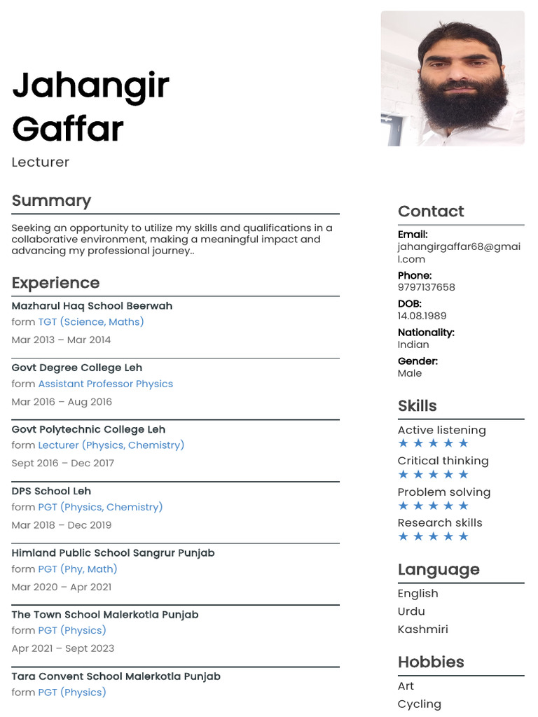 Jahangir Resume 137-1-2 | PDF