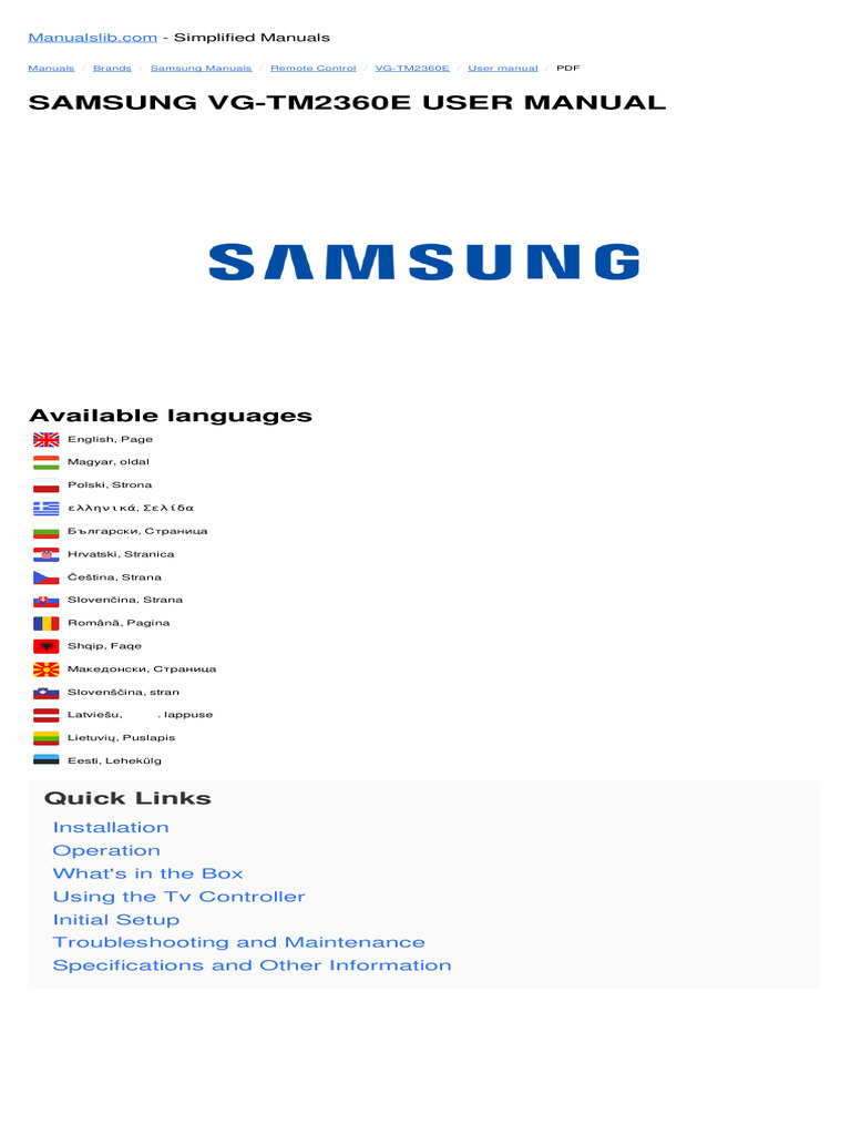 Samsung TV Guide | PDF | Ac Power Plugs And Sockets | Waste