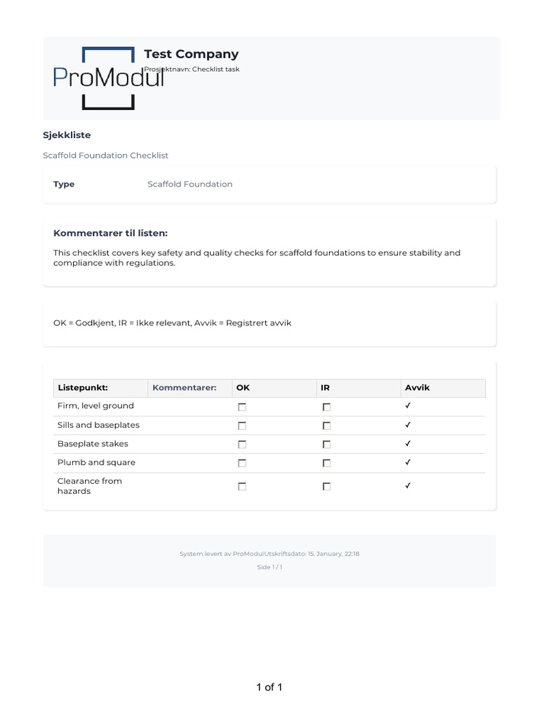Scaffold Foundation Checklist | PDF