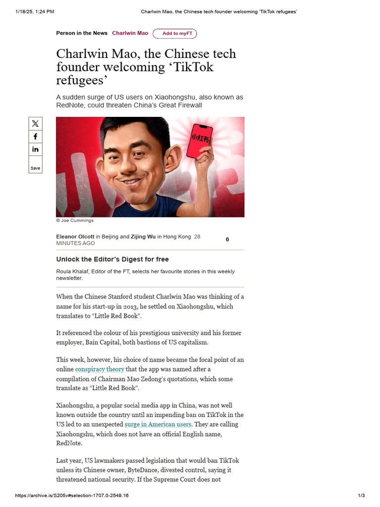Charlwin Mao: Xiaohongshu's Rise Amid TikTok Ban | PDF | Tencent