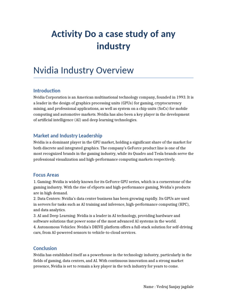 Nvidia Corporation: Industry Overview | PDF