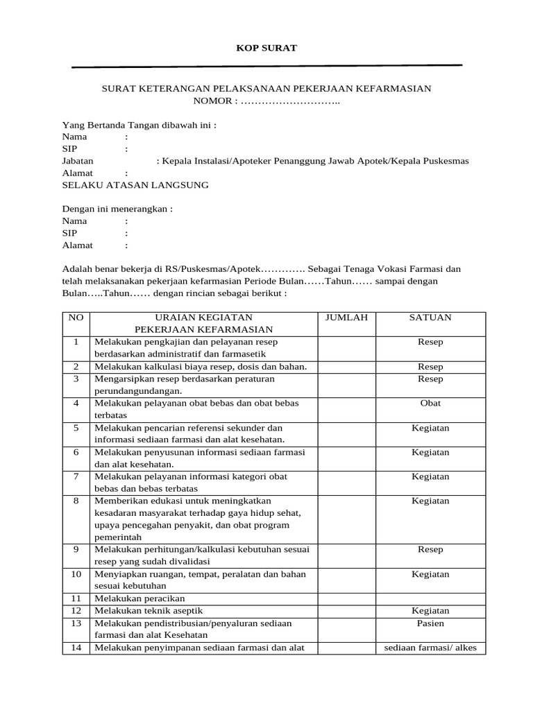 Contoh Template SKP Pengajuan Pelayanan | PDF