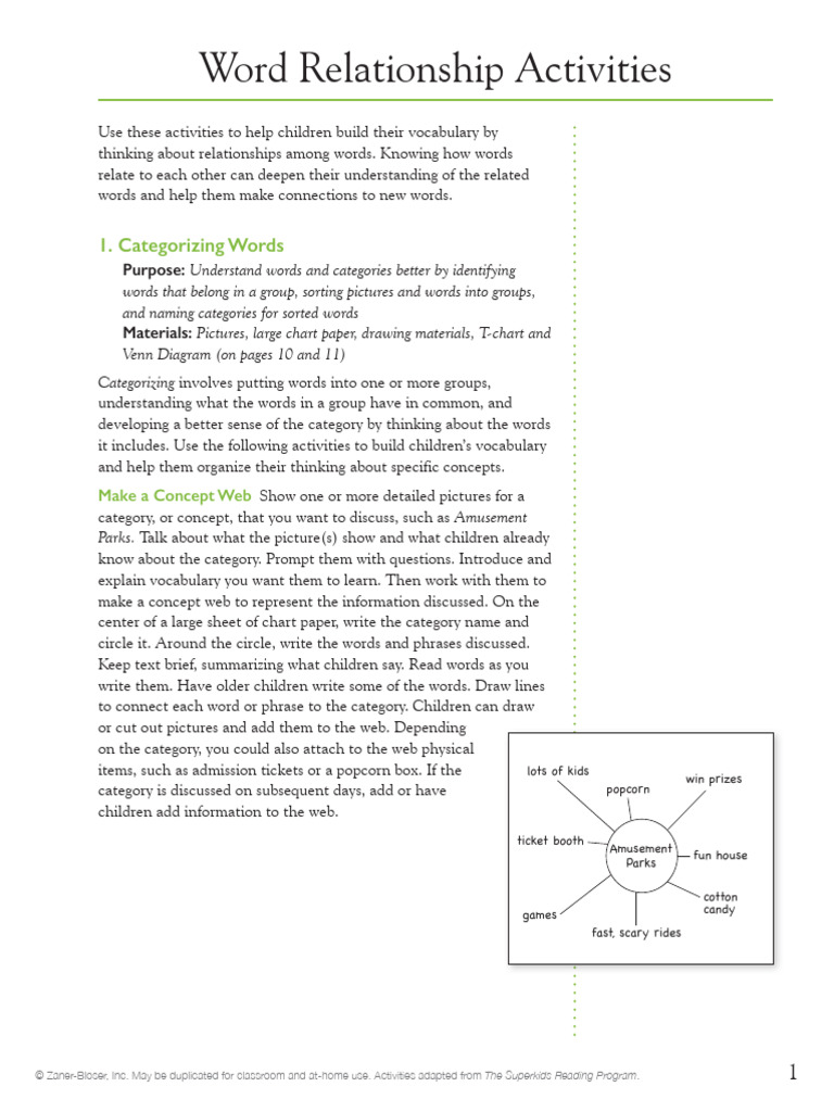 Vocabulary Building Word Activities | PDF | Concept | Linguistics
