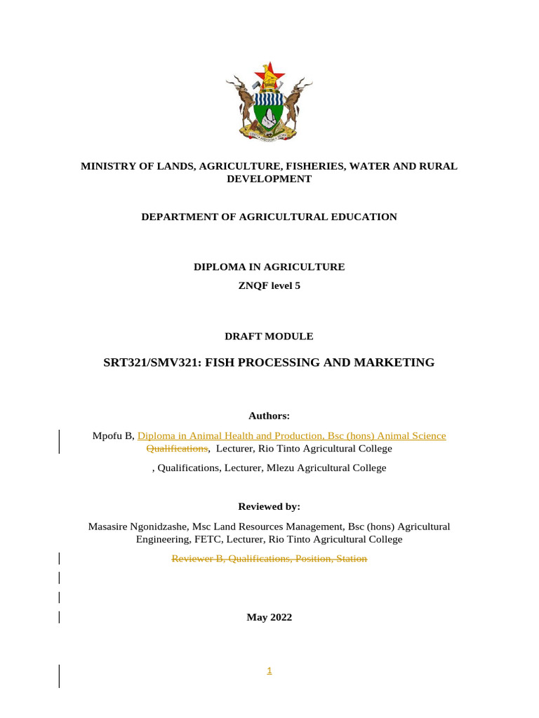 Fish Processing and Marketing Module | PDF | Packaging And Labeling | Decomposition