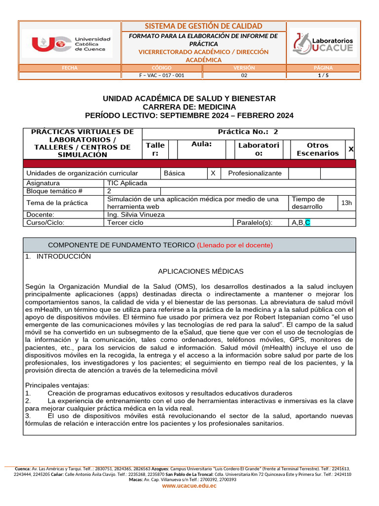 PRÁCTICA 2 APLICACIONES MÓVILES- TICS | PDF | Sistema circulatorio | Corazón