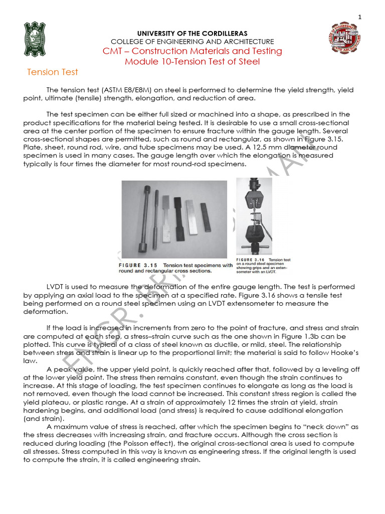 Tension Test of Steel: ASTM E8 Overview | PDF | Deformation ...