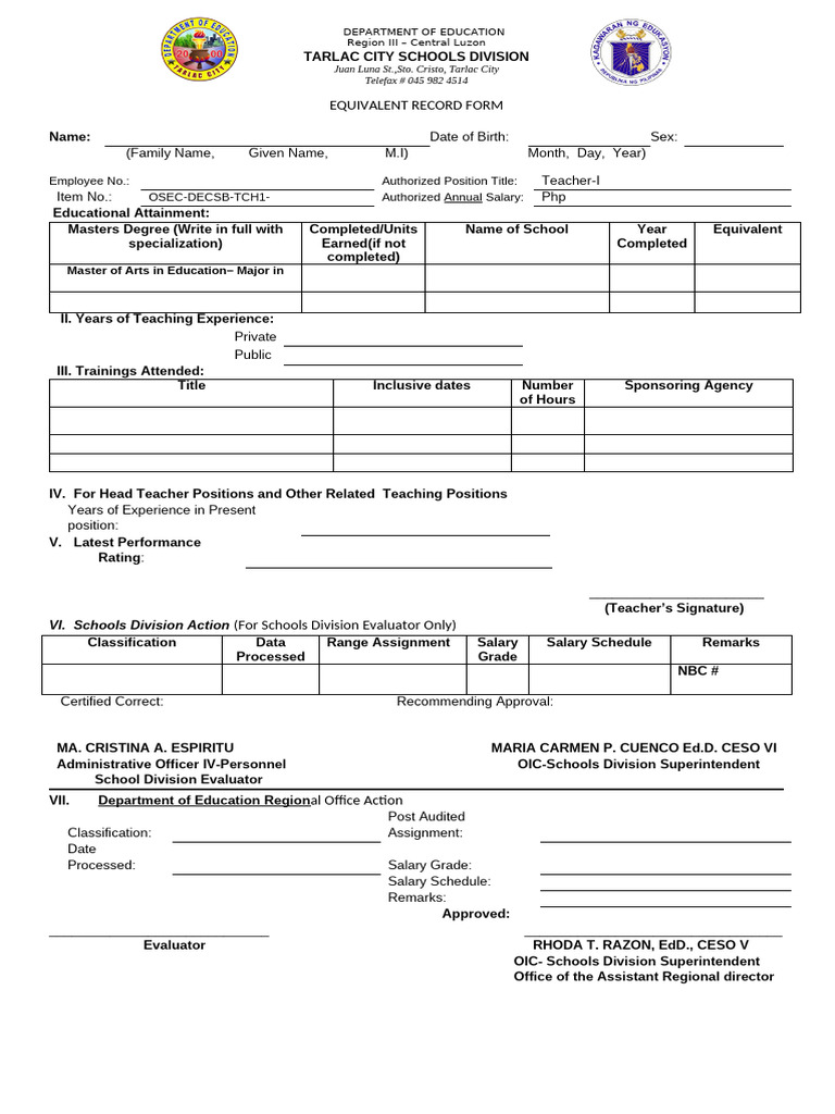 2 ERF Form 11.16.20 | PDF | Titles | Vocational Education