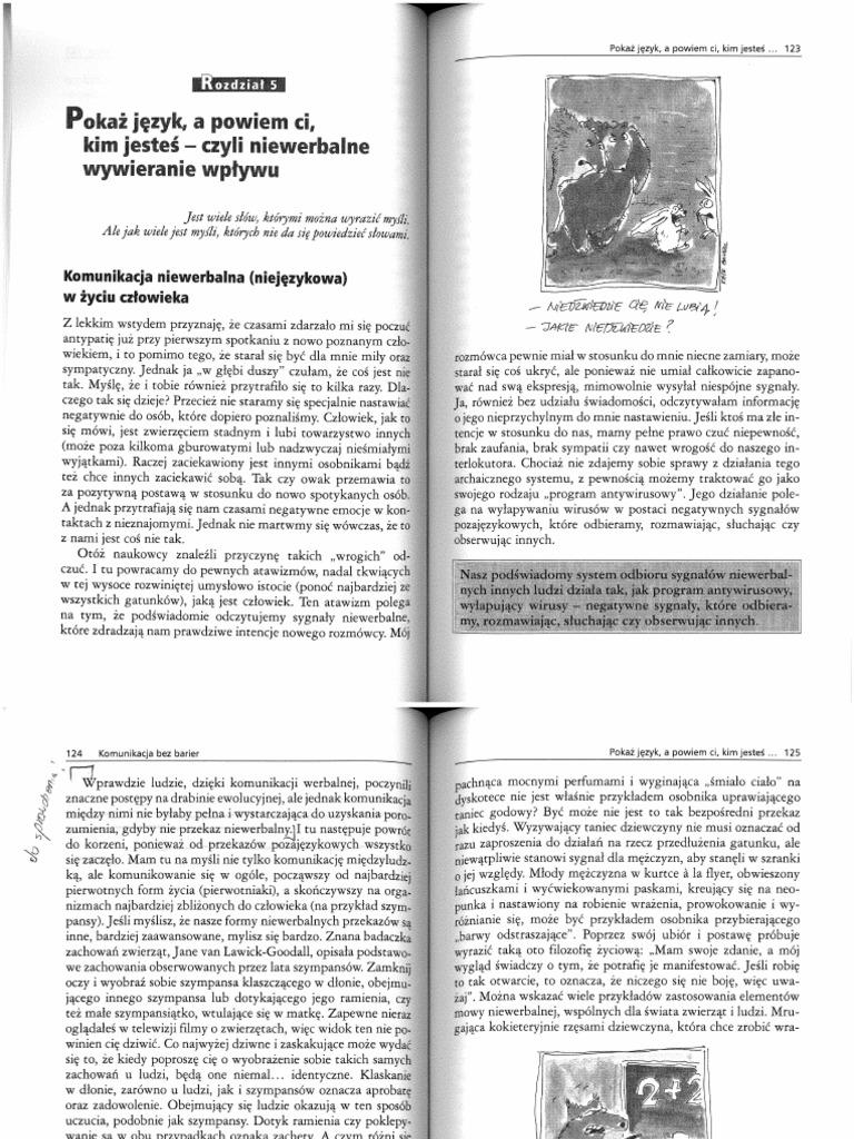 Zaj 2 Komunikacja Interpersonalna - Niewerbalna Literatura Podstawowa | PDF