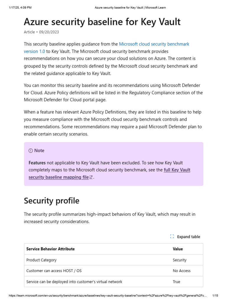 Azure Security Baseline For Key Vault 4 | PDF | Microsoft Azure ...