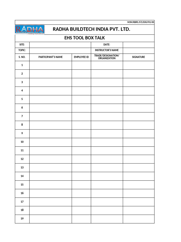 Ehs Tool Box Meeting | PDF