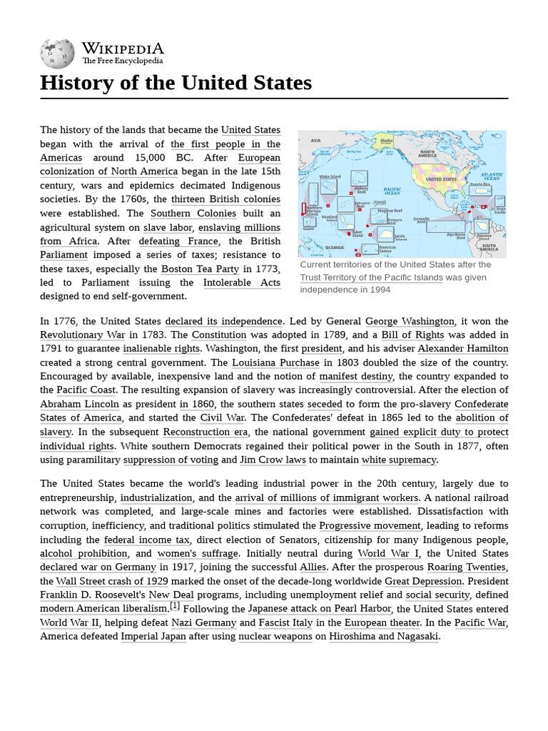 History_of_the_United_States | PDF | Federalist Party | Thirteen Colonies