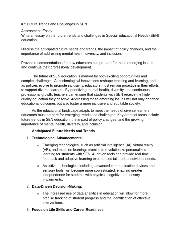 #5 Future Trends and Challenges in SEN | PDF | Inclusion (Education ...
