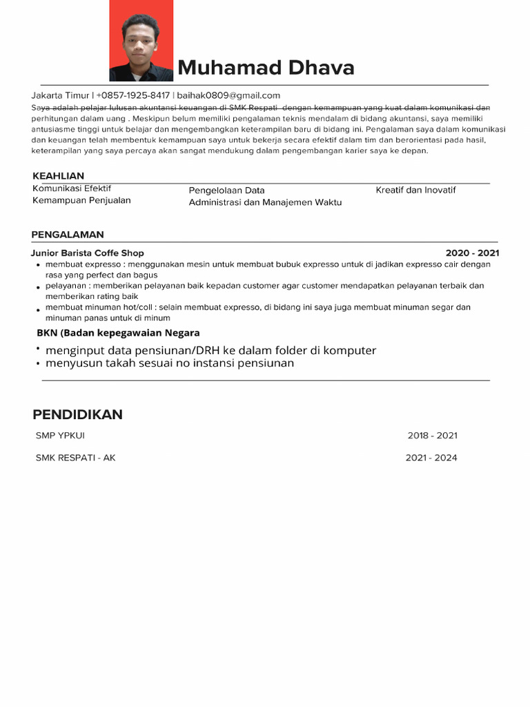JOBSTREETEXPRESS_MuhamadDhava_Resume_20250110 | PDF