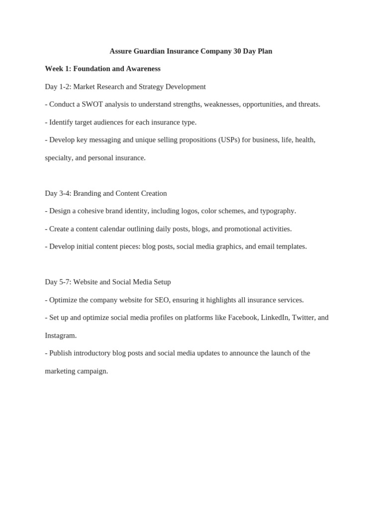Assure Guardian Insurance Company 30 Day Plan | PDF | Popular Culture ...