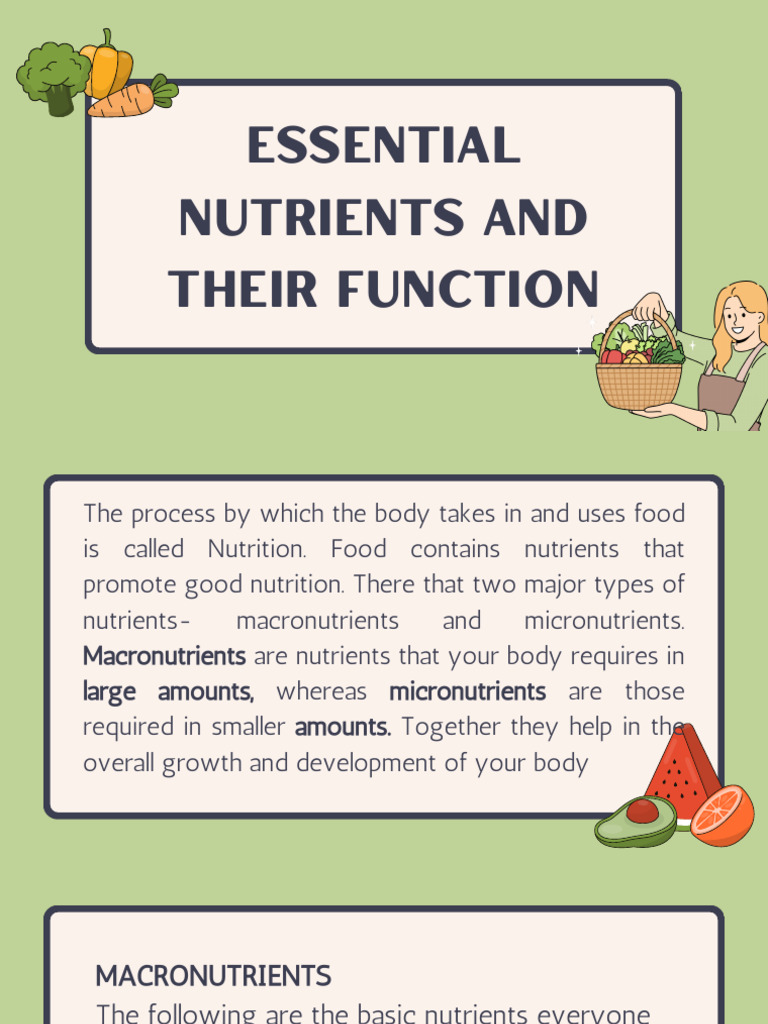 Essential Nutrients and Their Function | PDF | Nutrients | Foods