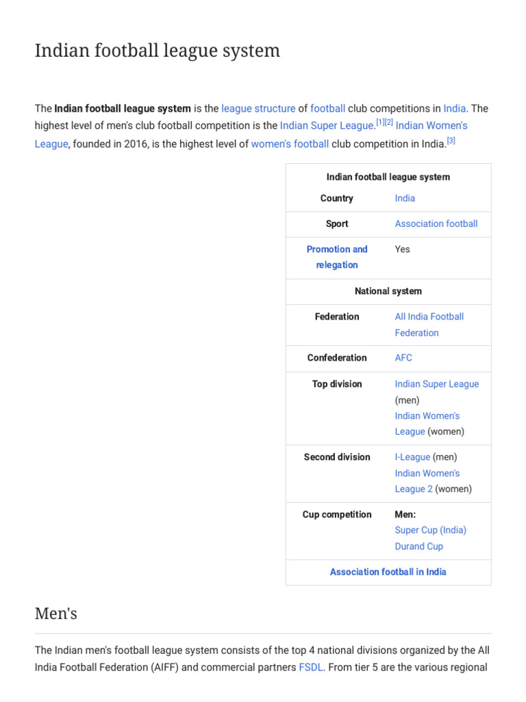 Indian Football League System - Wikipedia | PDF | Association Football ...