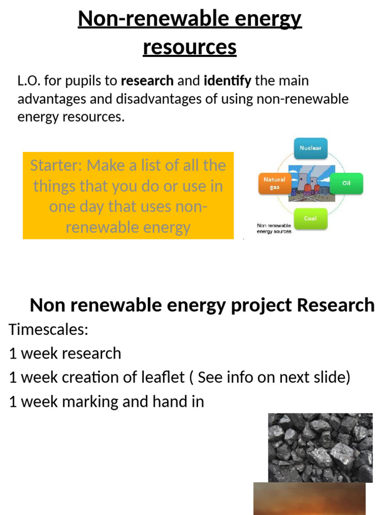 Lesson 3, 4, 5 Non-Renewable Energy Resources Project | PDF