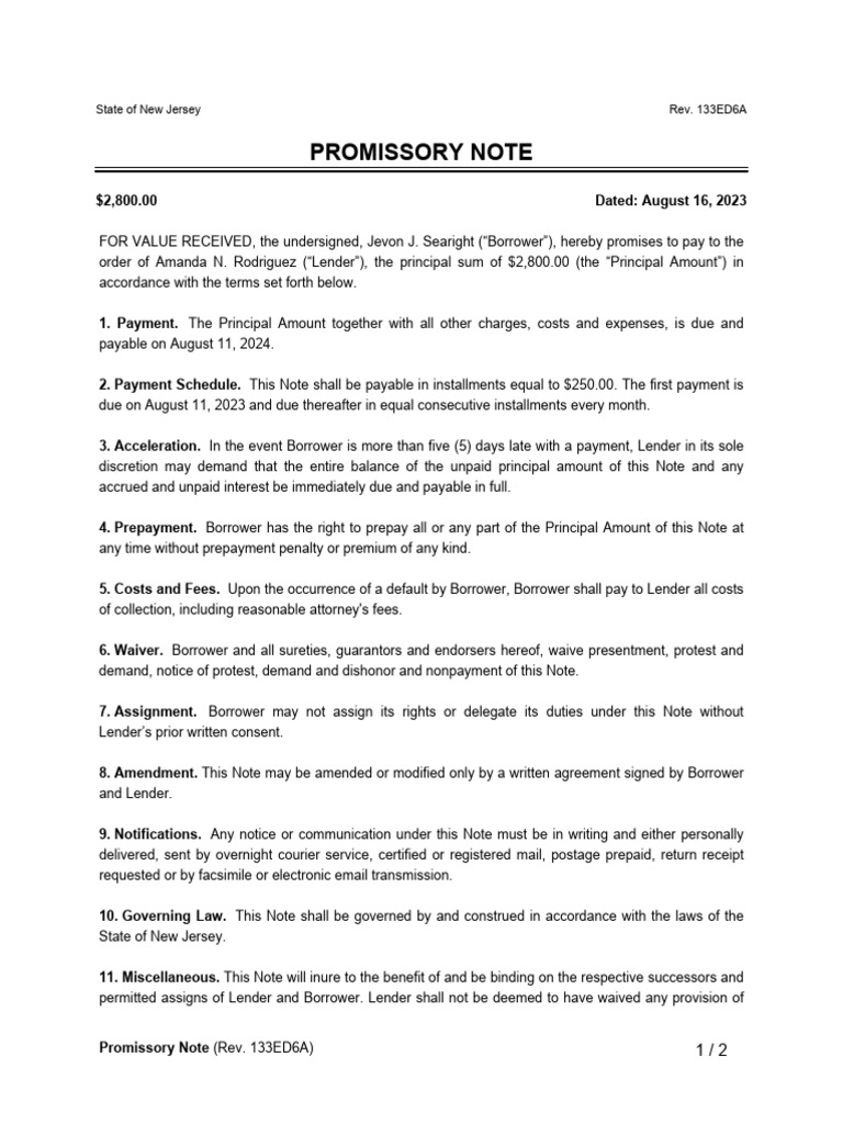 Promissory Note (Personal Loan) | PDF | Loans | Promissory Note