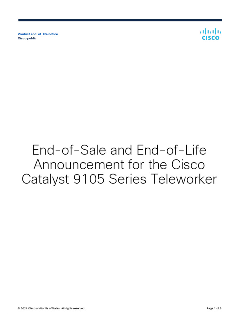 Catalyst 9105 Series Teleworker Eol | PDF | Software | Computing