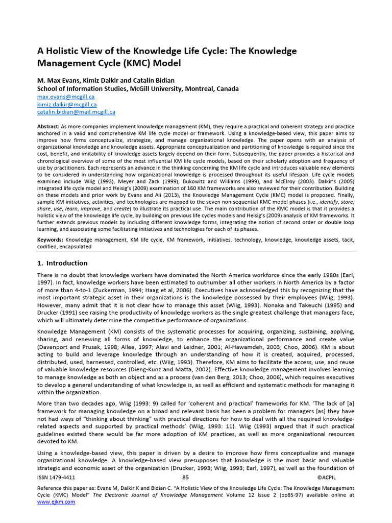 Ejkm Volume12 Issue2 Article563 | PDF | Knowledge Management | Tacit Knowledge