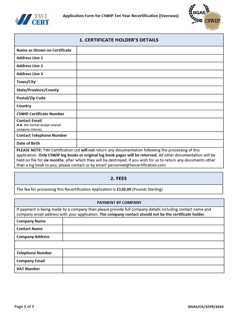 BGAS-CSWIP Application Form For 10 Year Recertification (Overseas) - v7 ...