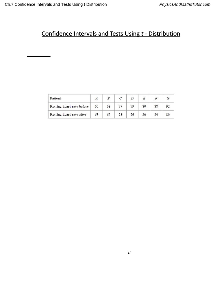 t-Distribution Confidence Intervals & Tests | PDF | Standard Deviation ...