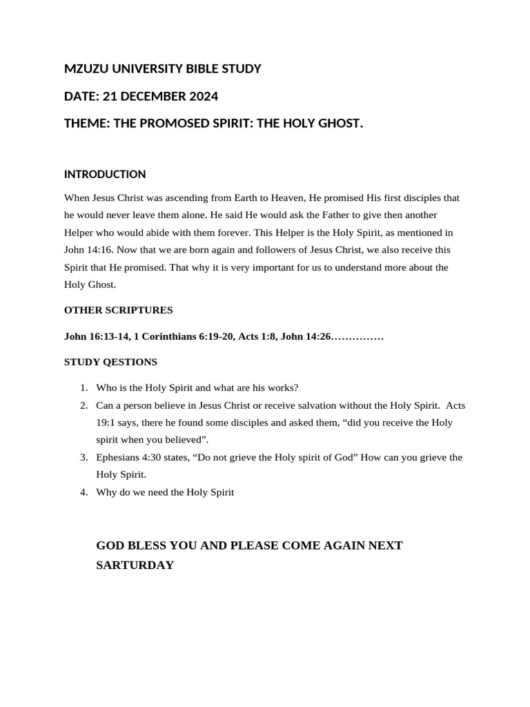 Bible Study Script | PDF