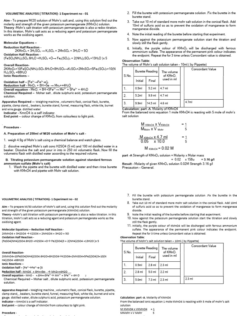 12TH PRACTICAL | PDF | Titration | Chemistry
