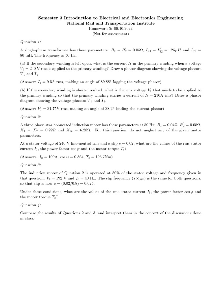 Electrical and Electronics Engineering Assignment 5 | PDF