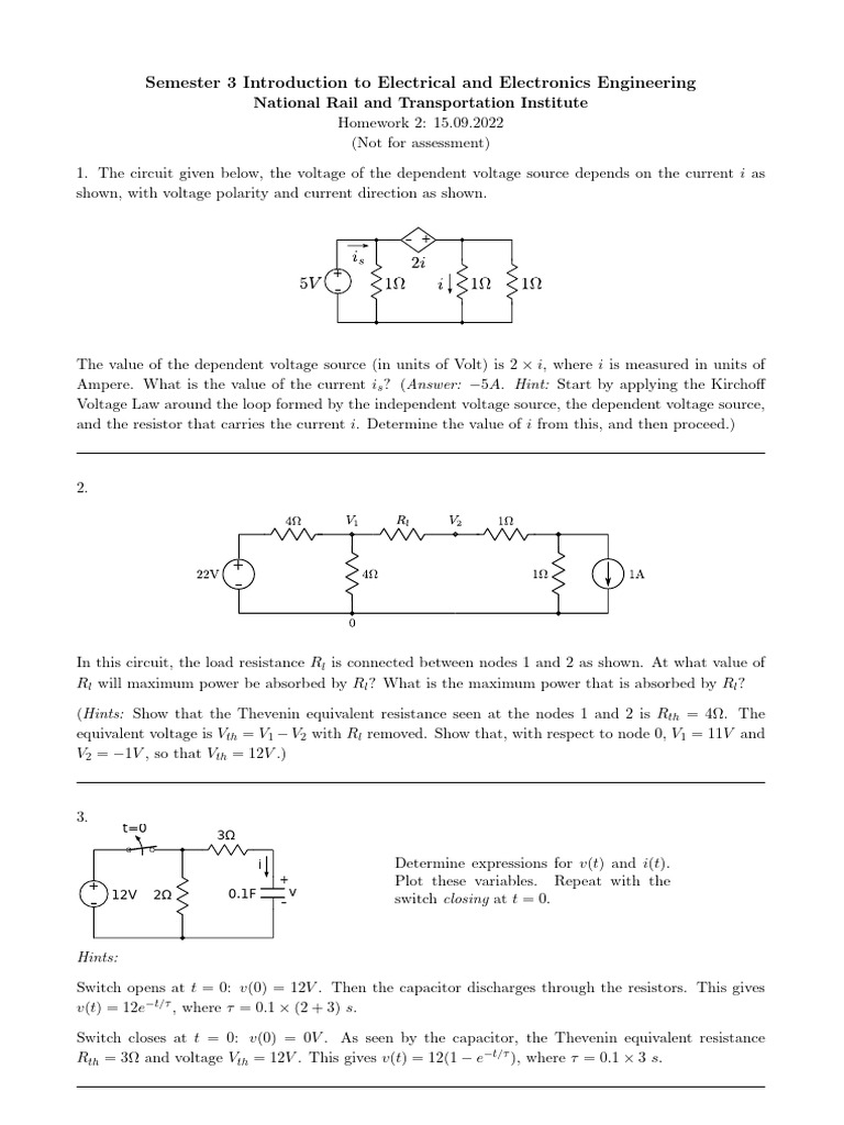 Electrical and Electronics Engineering Assignment 2 | PDF | Voltage | Electrical Resistance And ...