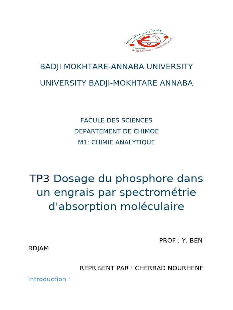 Dosage du phosphore dans un engrais | PDF | Fertilisant | Ammonium
