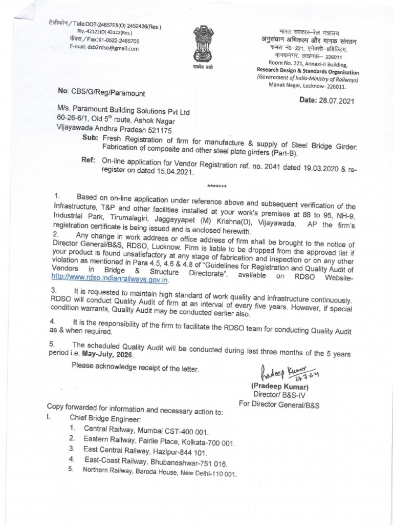 Rdso Approval Letter | PDF