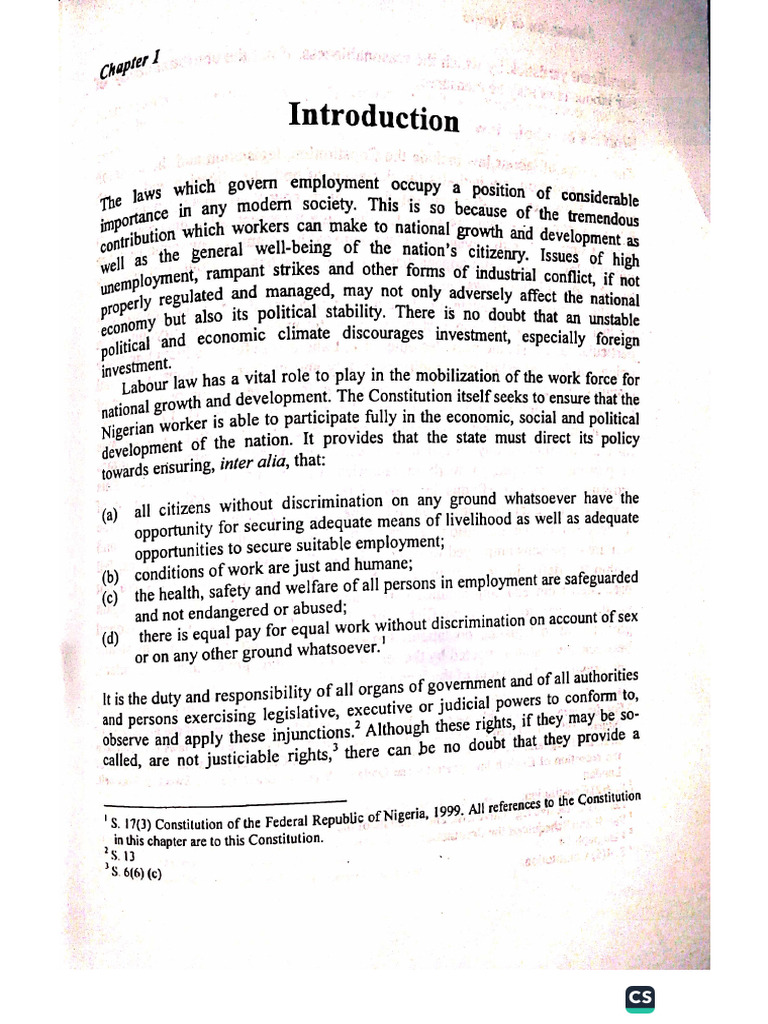 Introduction To Labour Law. | PDF