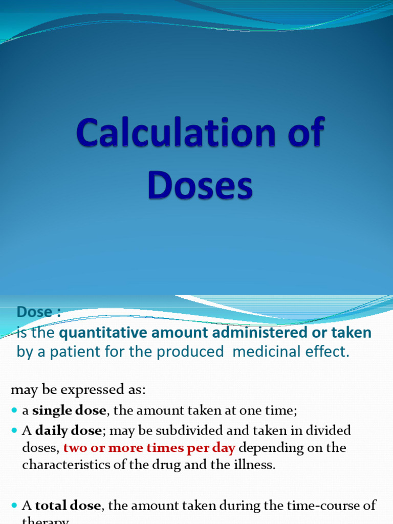Dosage Calculations | PDF | Dose (Biochemistry) | Chemistry