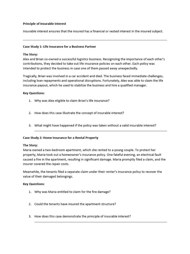 Understanding Insurable Interest Principles | PDF