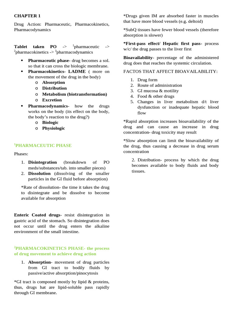 PHARMACOLOGY | PDF | Bioavailability | Pharmacokinetics