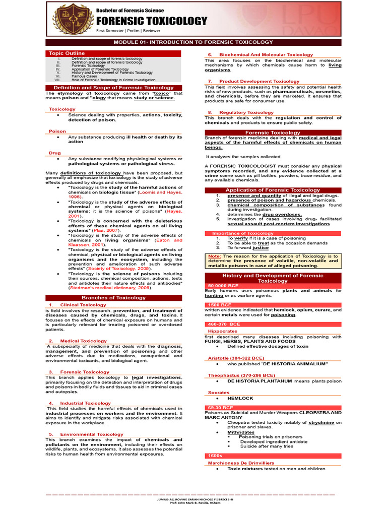 Forensic Toxicology Overview and Applications | PDF | Toxicology | Poison