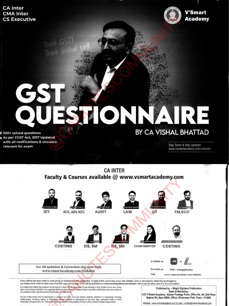 GST Question Bank Vishal Bhattad | PDF