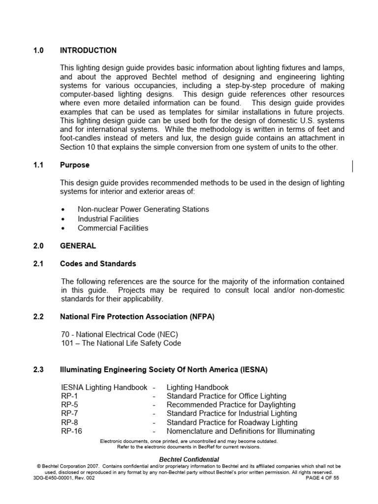 Bechtel Lighting Design Guide | PDF | Fluorescent Lamp | Lighting