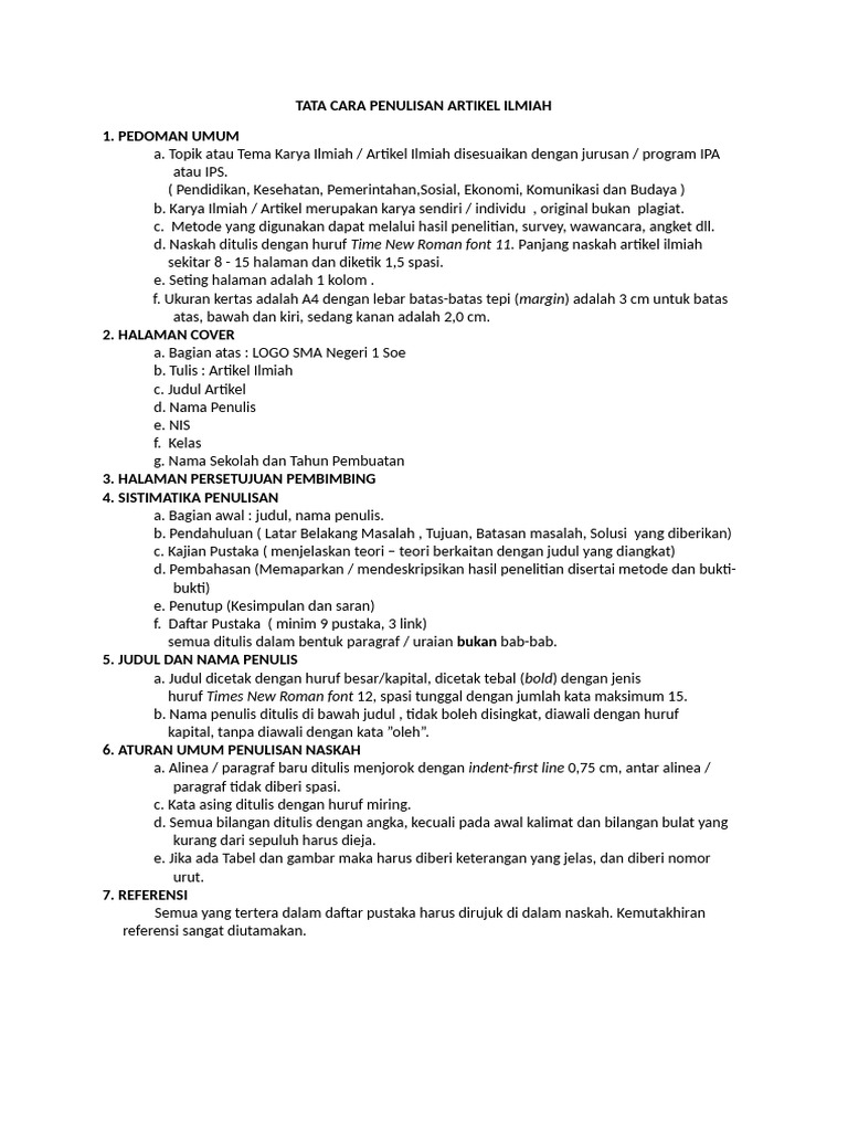 Tata Cara Penulisan Artikel Ilmiah Dan Template | PDF