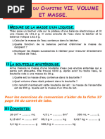Exercices sur Masse et Volume 5ème | PDF | Kilogramme | Masse