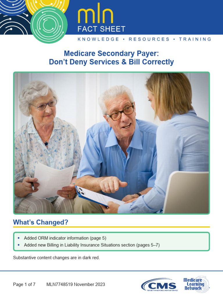 Mln7748519 Medicare Secondary Payer Dont Deny Services Bill Correctly.2 ...