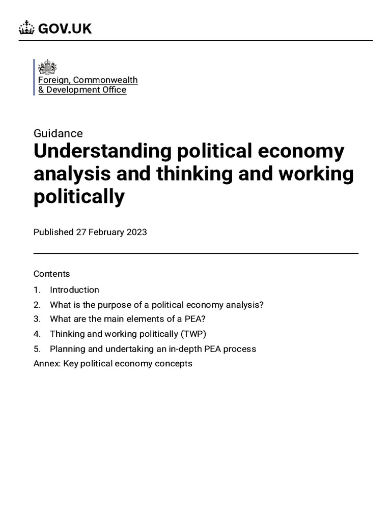 Political Economy Analysis Guide | PDF | Power (Social And Political ...