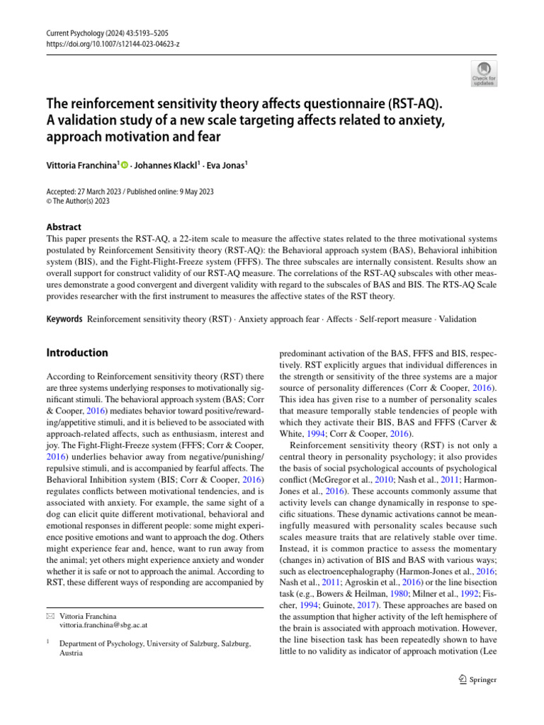 Franchina et al 2024_The reinforcement sensitivity theory affects questionnaire (RST-AQ). A ...