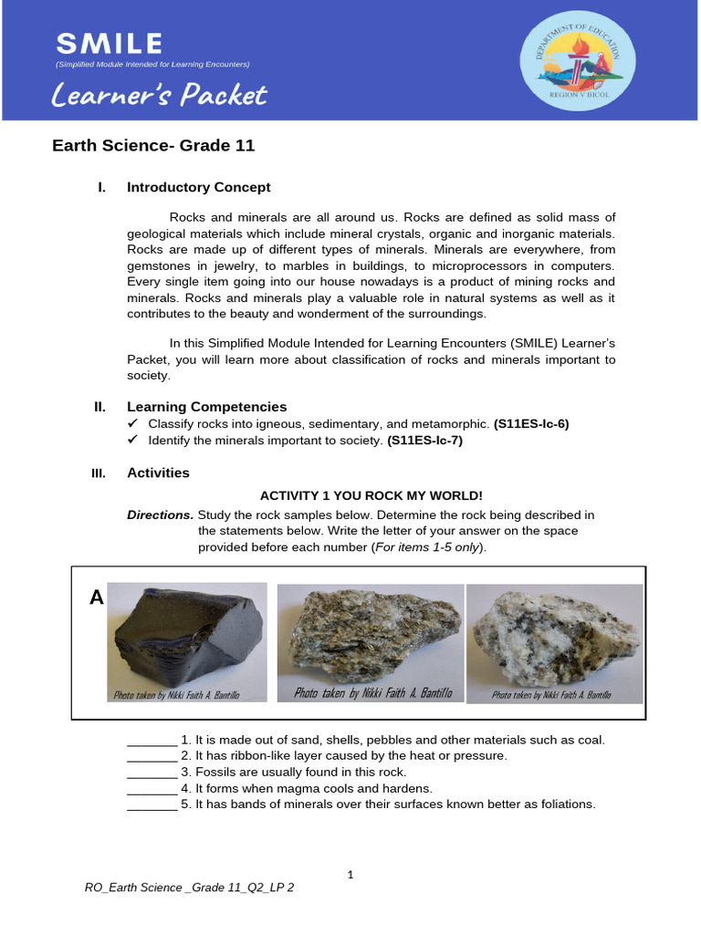 Classification of Rocks and Minerals | PDF | Rock (Geology) | Igneous Rock