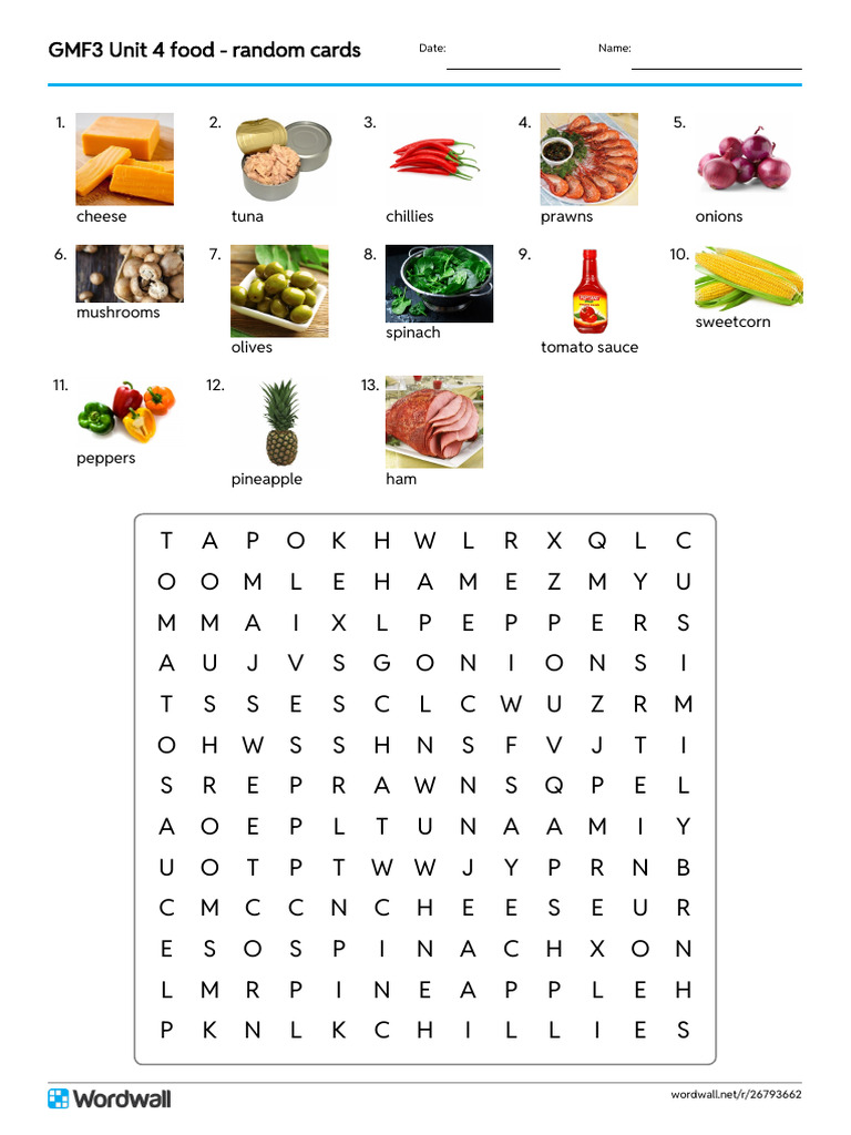 Food Word Wall for Kids | PDF