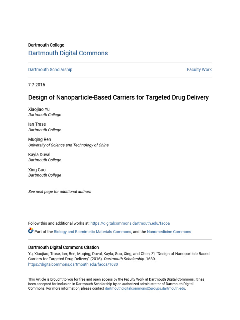 Design of Nanoparticle-Based Carriers for Targeted Drug Delivery | PDF ...
