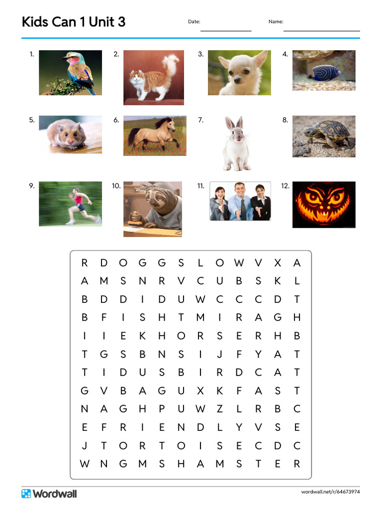 Kids Can 1 Unit 3 Wordsearch | PDF